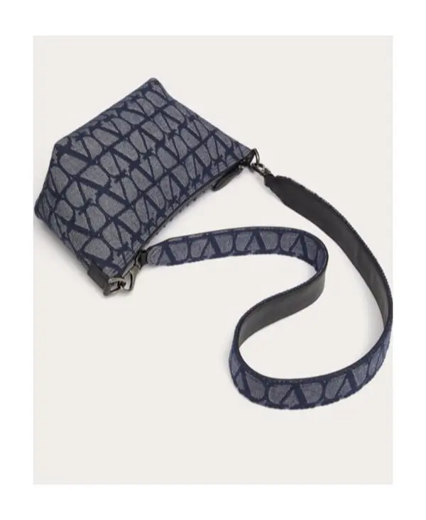Valentino Garavani All-over Logo Motif Denim Shoulder Bag