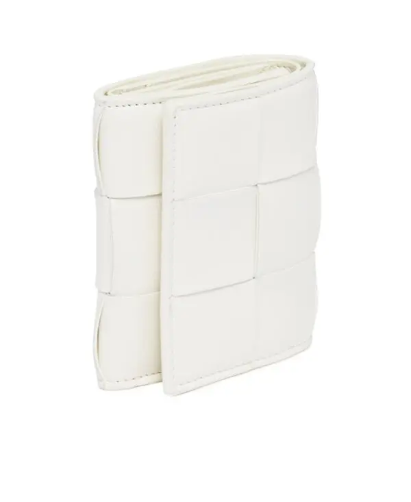 Bottega Veneta Small Cassette Tri-fold Zip Wallet - White