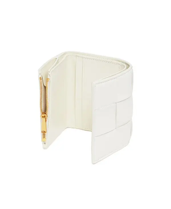 Bottega Veneta Small Cassette Tri-fold Zip Wallet - White