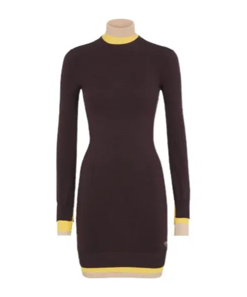 Fendi Logo Embroidered High-neck Knitted Dress - Dark Purple