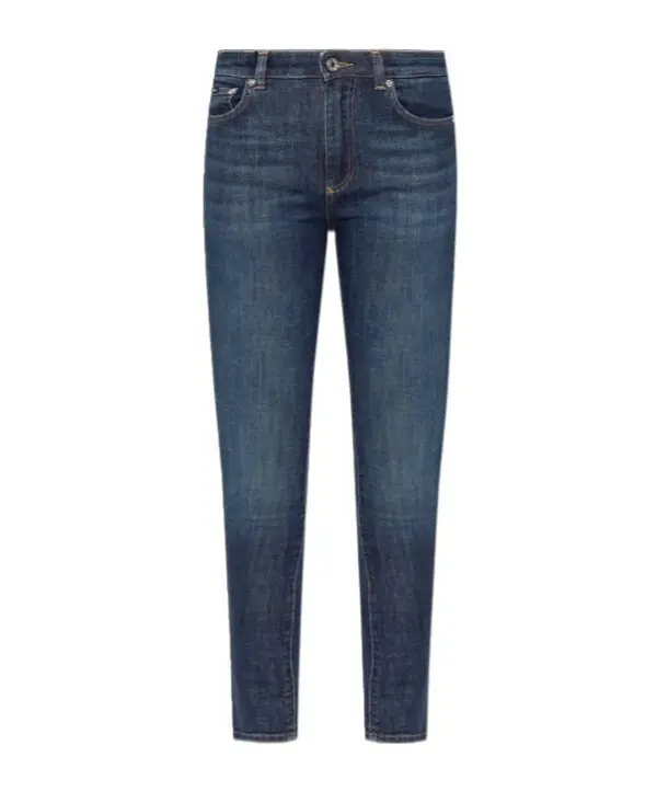 Dolce & Gabbana Logo Plaque Tapered Leg Jeans - Blue
