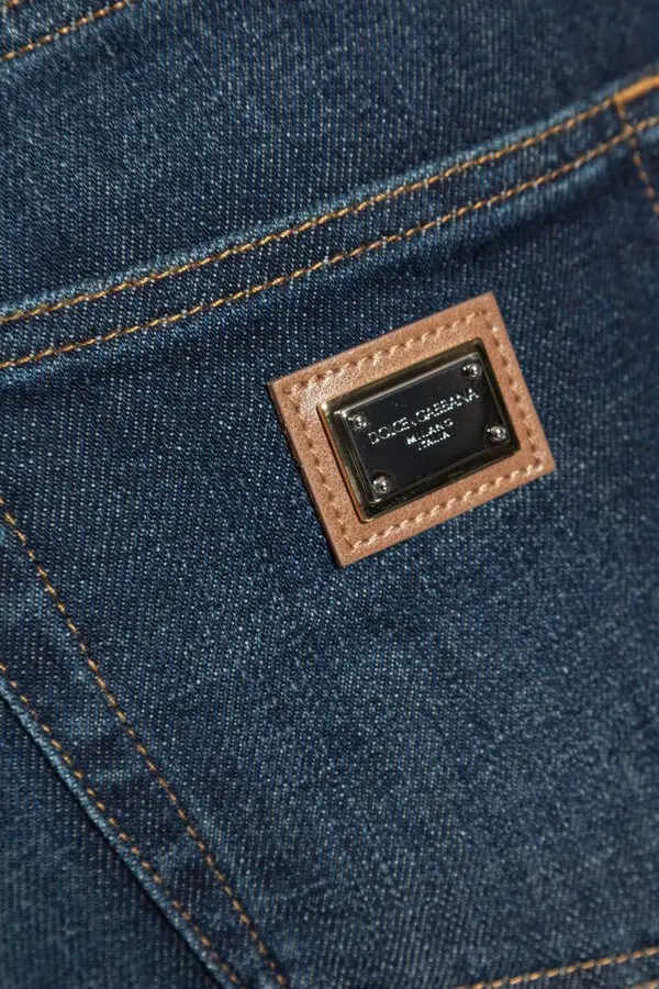Dolce & Gabbana Logo Plaque Tapered Leg Jeans