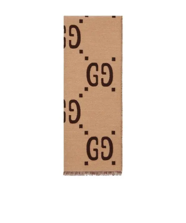 Gucci Gg Jacquard Scarf - Brown