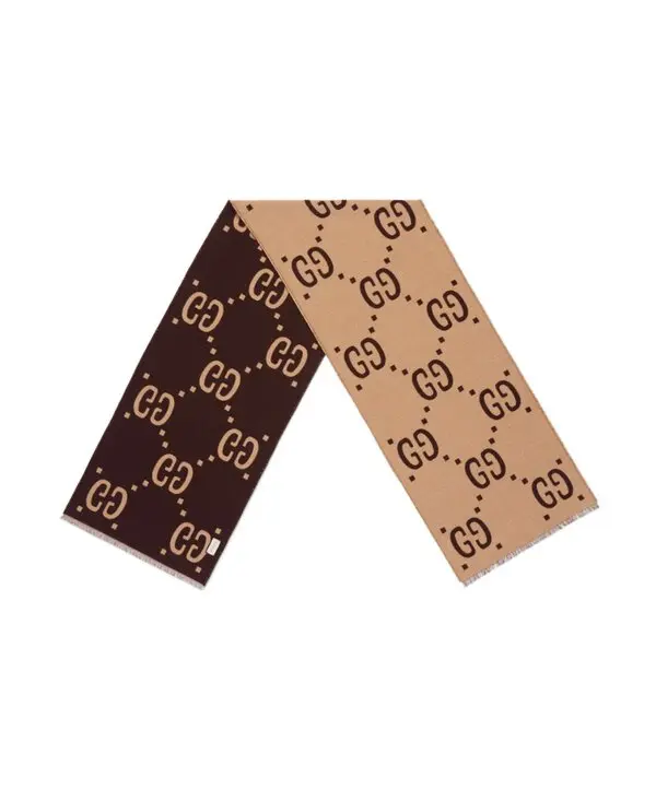 Gucci Gg Jacquard Scarf - Brown