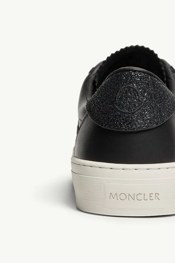 Moncler Monaco Leather Glitter Trainers - Black