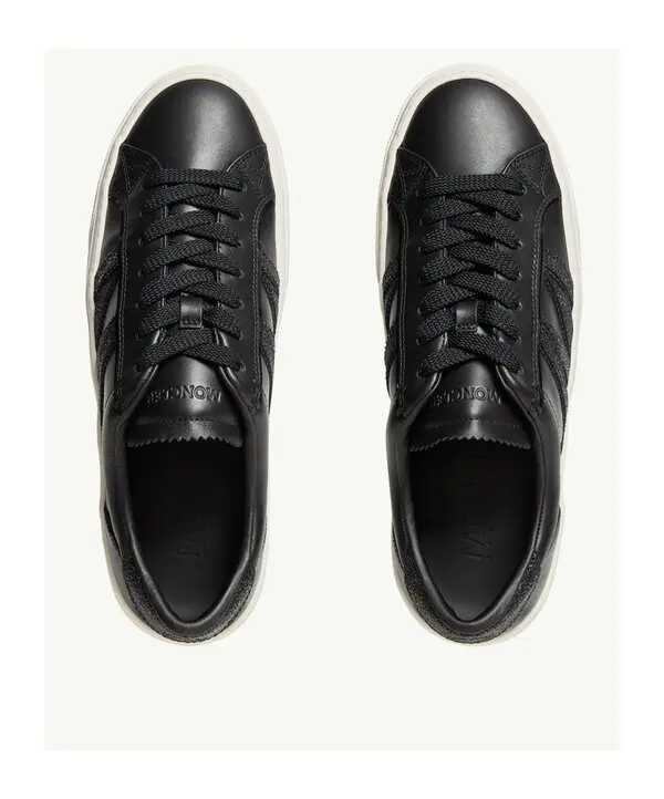 Moncler Monaco Leather Glitter Trainers - Black