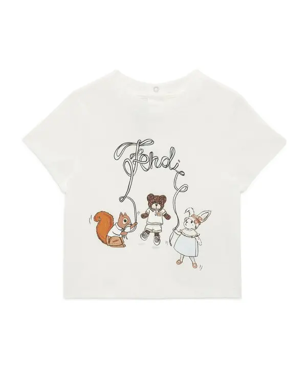 Fendi Jersey Baby T-shirt With Print - White