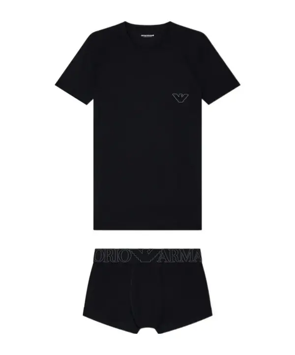 Emporio Armani Pure Cotton Pajama Set - Black