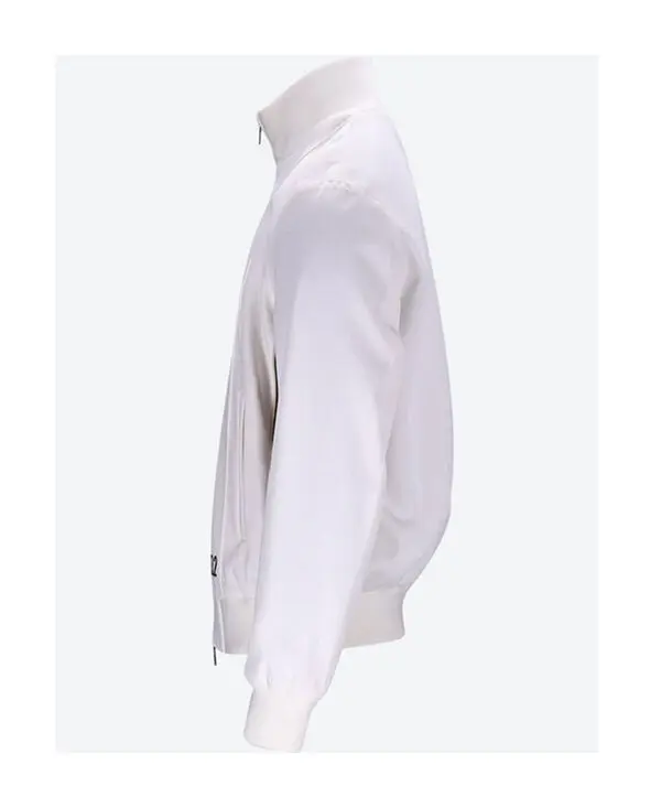 Dsquared2 Logo Embroidered Zip-up Bomber Jacket - White