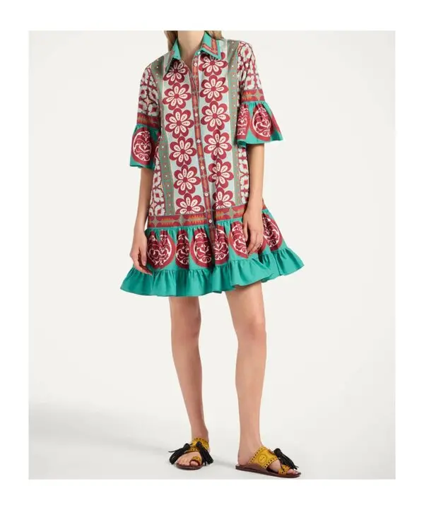 La DoubleJ Choux Ruffled Mini Dress - Green