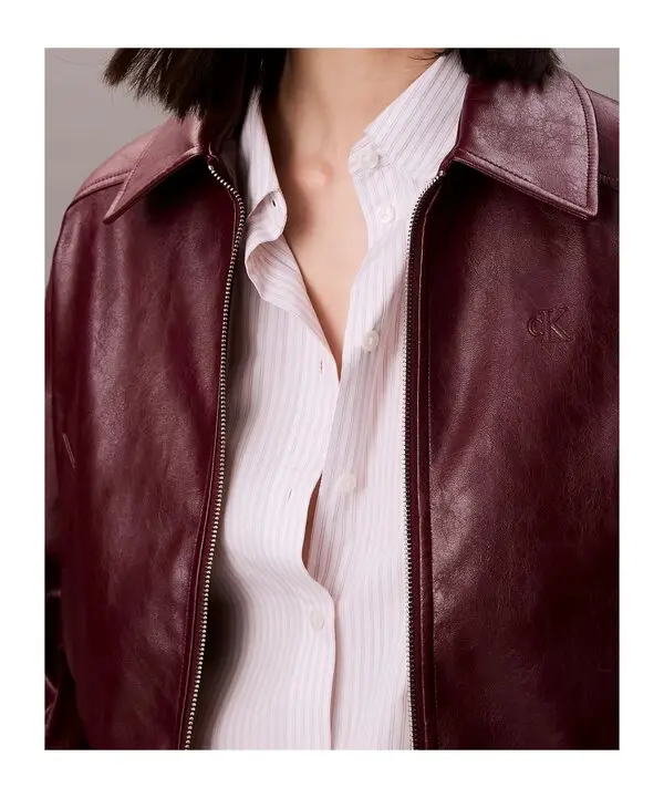 Calvin Klein Zip-up Leather Bomber Jacket