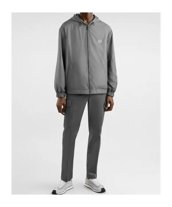 Dolce & Gabbana Zip-up Hooded Sports Jacket With Logo Plaque