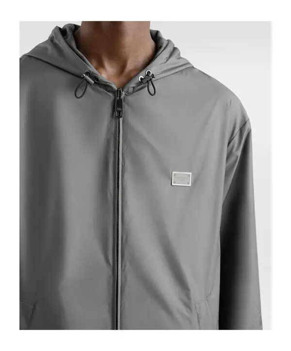 Dolce & Gabbana Zip-up Hooded Sports Jacket With Logo Plaque