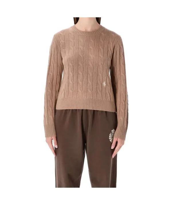 SPORTY  RICH Sporty & Rich Cable-knit Cropped Sweater