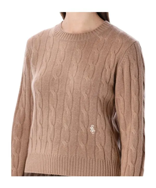 SPORTY  RICH Sporty & Rich Cable-knit Cropped Sweater
