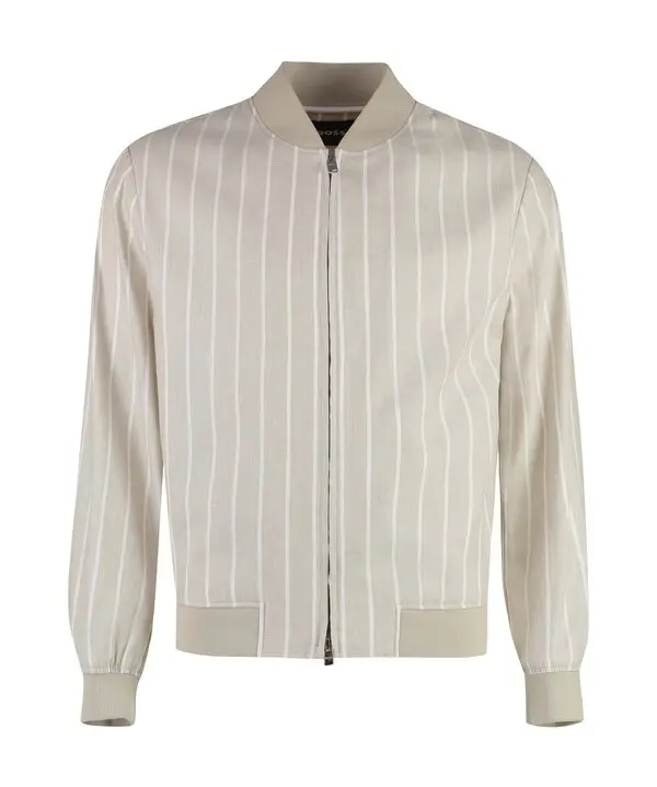 Hugo Boss Striped Zip-up Bomber Jacket