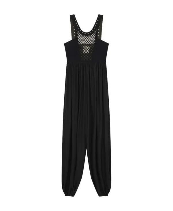 Stella McCartney Sleeveless Mesh Panel Jumpsuit With Harem Pants - Black