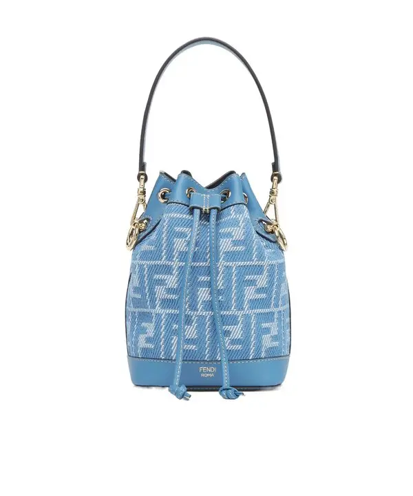 Fendi Mon Tresor Ff Jacquard Mini Bucket Bag - Blue