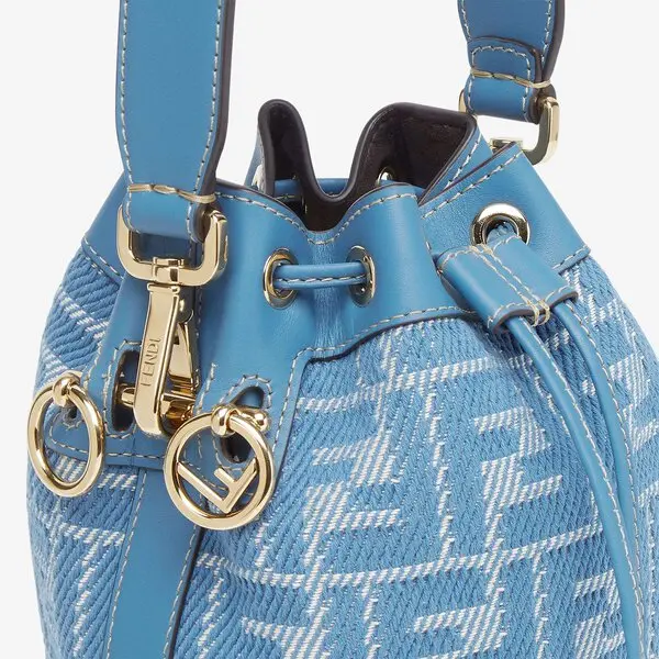 Fendi Mon Tresor Ff Jacquard Mini Bucket Bag - Blue