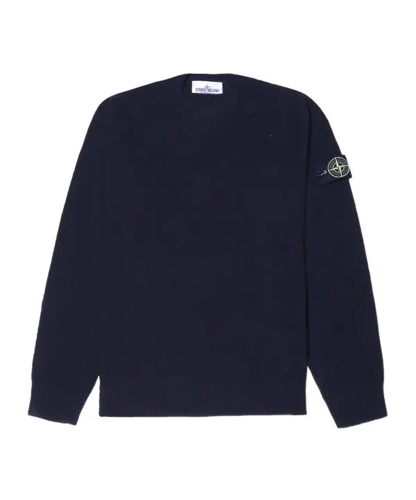 Stone Island Logo Patch Crewneck Jumper - Blue