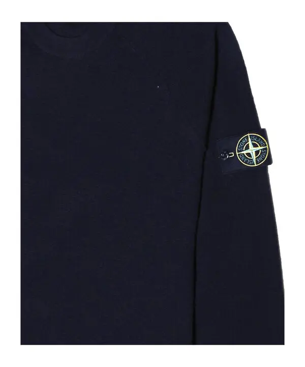 Stone Island Logo Patch Crewneck Jumper - Blue
