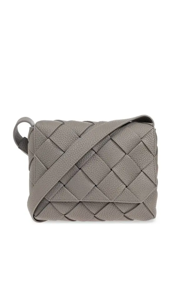 Bottega Veneta Woven Design Shoulder Bag - Gray
