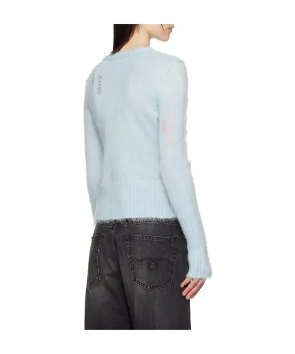 R13 Crew Neck Cardigan - Light Blue
