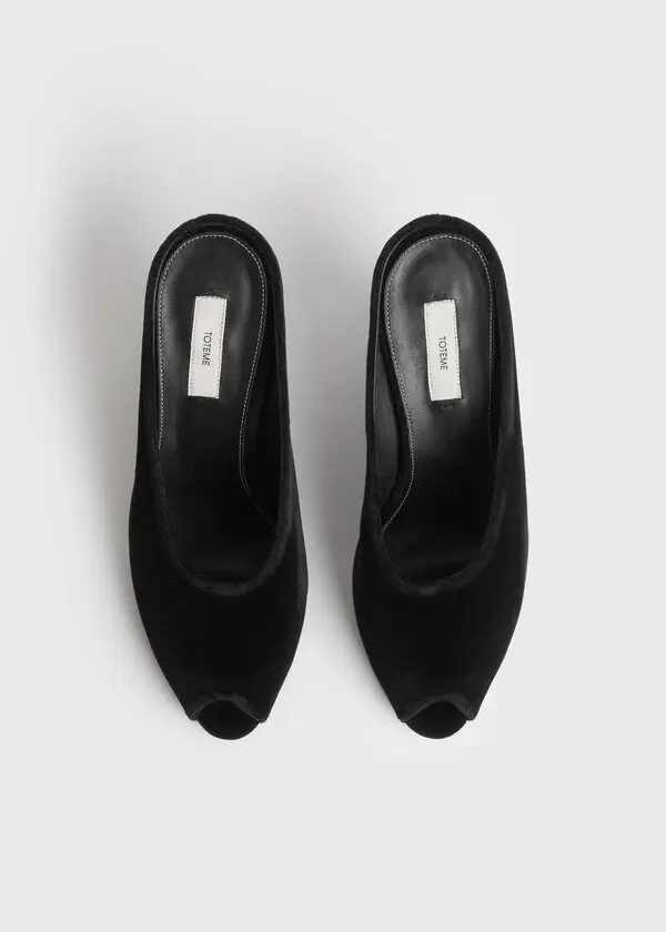 TOTEME 75mm Peep-toe Velvet Wedge Sandals - Black