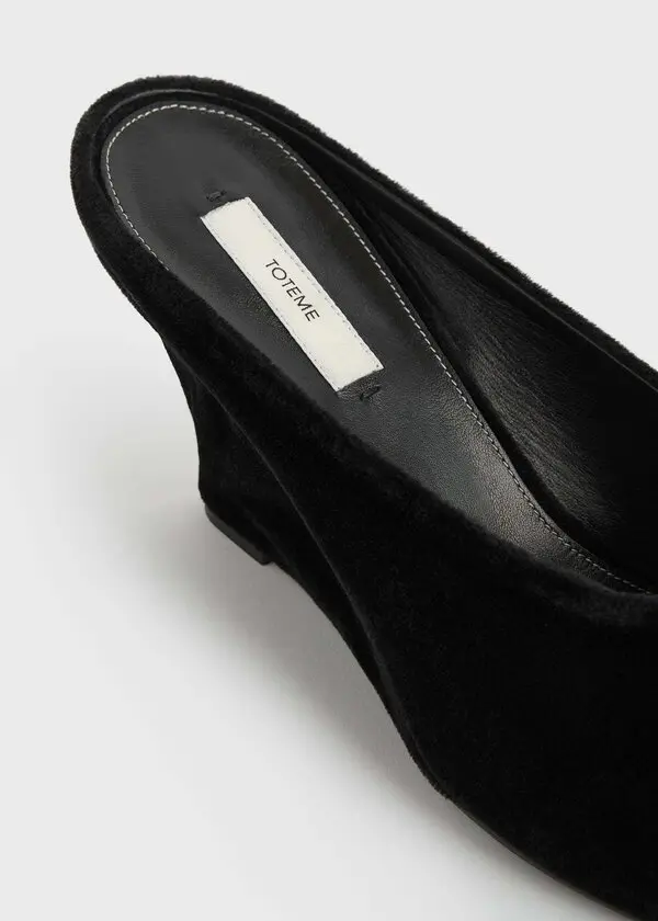 TOTEME 75mm Peep-toe Velvet Wedge Sandals - Black