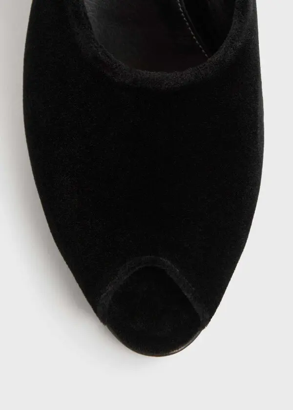 TOTEME 75mm Peep-toe Velvet Wedge Sandals - Black