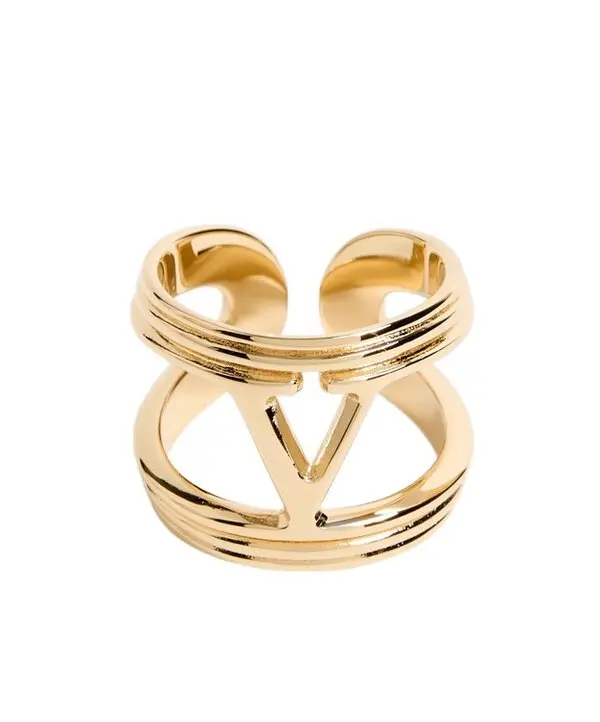 Valentino Garavani V" Logo Cut-out Ring - Yellow