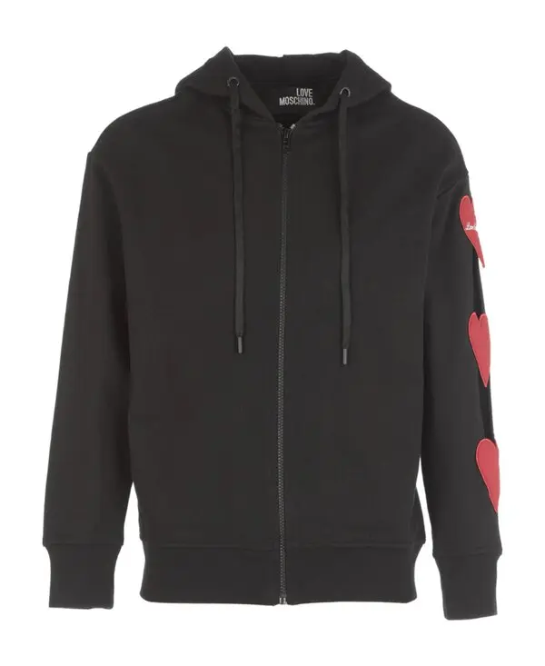 Moschino Cut-out Heart Zipped Hoodie - Black