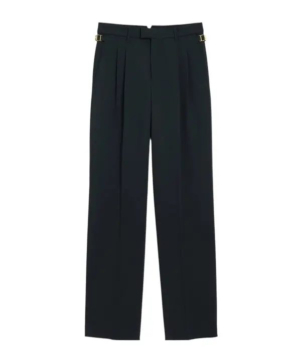AMI Paris Pleated Wide-leg Trousers - Dark Gray