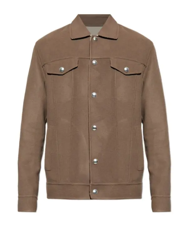 Eleventy Snap-button Wool Jacket - Brown