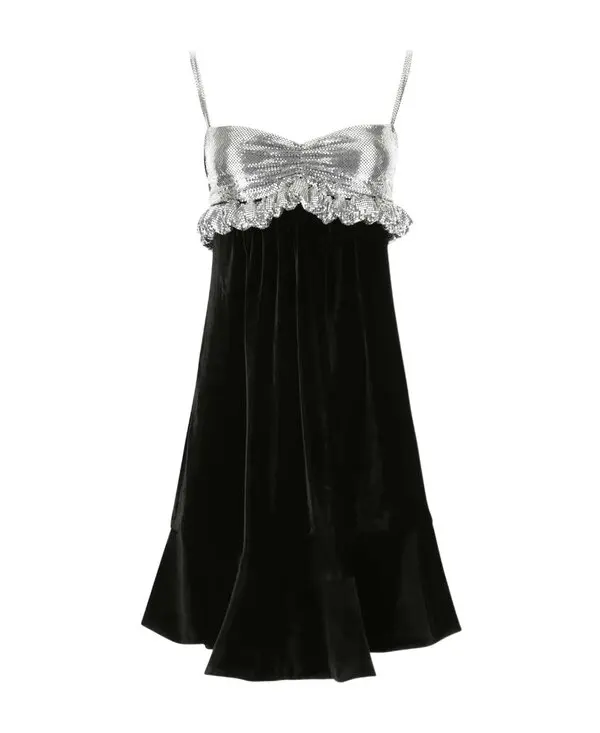 Rabanne Two-toned Chainmail Velvet Mini Dress