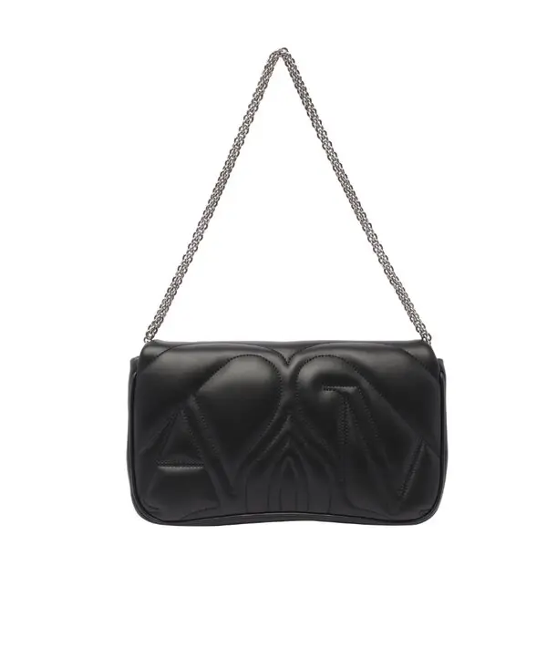 Alexander McQueen Seal Logo Plaque Small Shoulder Bag - Black