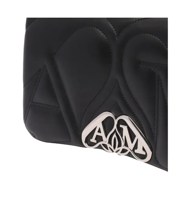 Alexander McQueen Seal Logo Plaque Small Shoulder Bag - Black