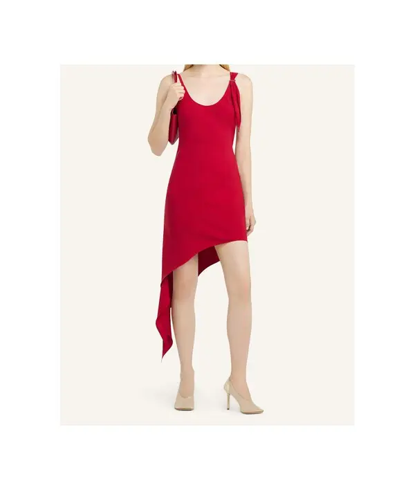 COURREGES Asymmetrical Knot Sleeveless Mini Dress - Ruby Colour