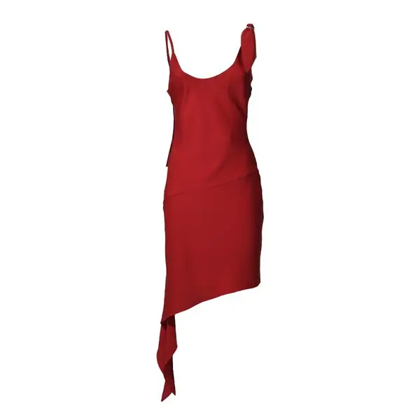 COURREGES Asymmetrical Knot Sleeveless Mini Dress - Ruby