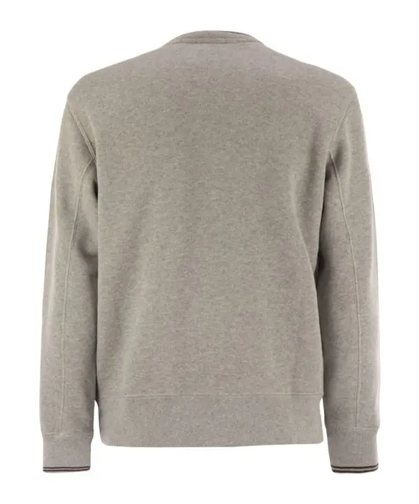 AUTRY Contrast Logo Crew Neck Sweater - Gray