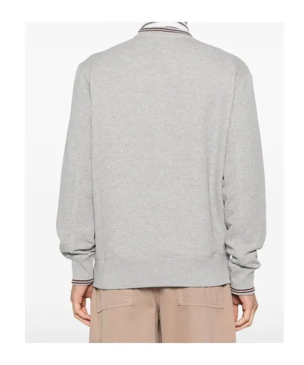 AUTRY Contrast Logo Crew Neck Sweater - Gray