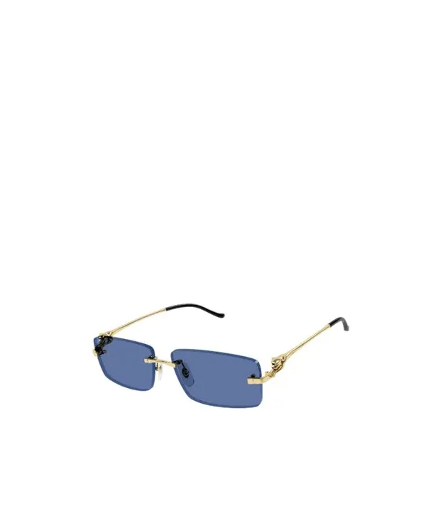 Cartier Rimless Rectangular Frame Sunglasses - Blue