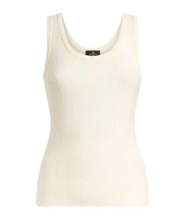 Etro Hood And Punched Detailed Knit Vest Top