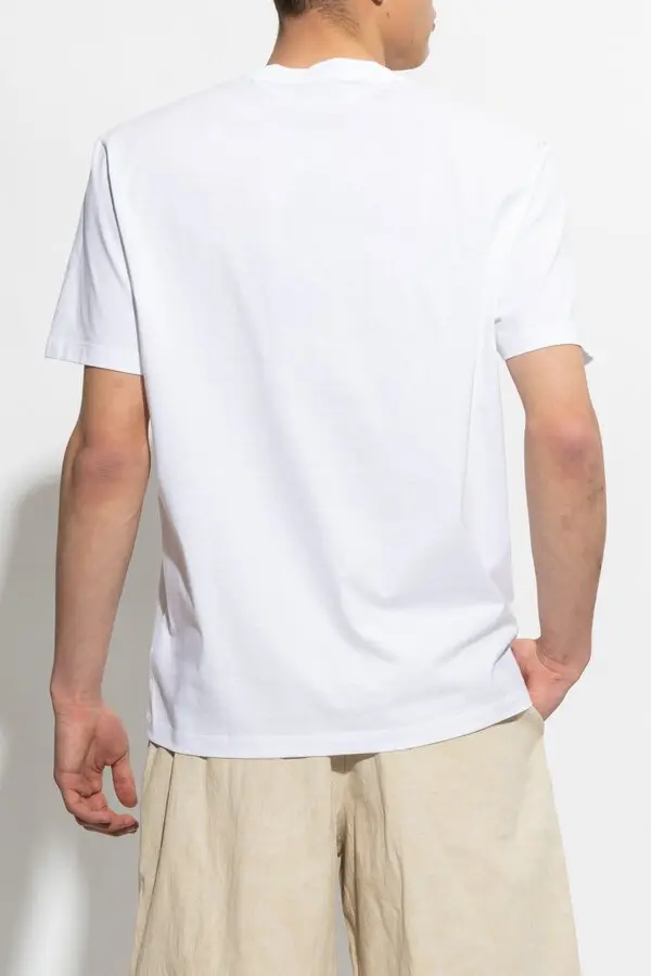 Versace Seashell Baroque Logo Embroidered Crewneck T-shirt - White