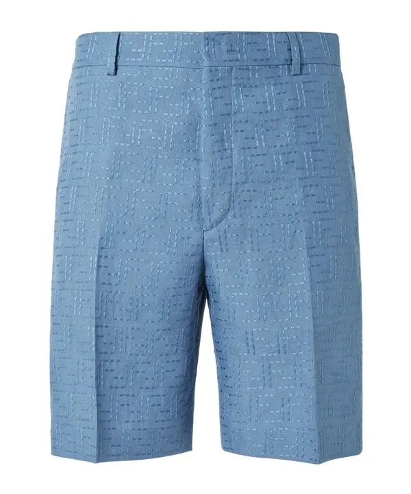 Fendi Ff Jacquard Bermuda Shorts - Light Blue