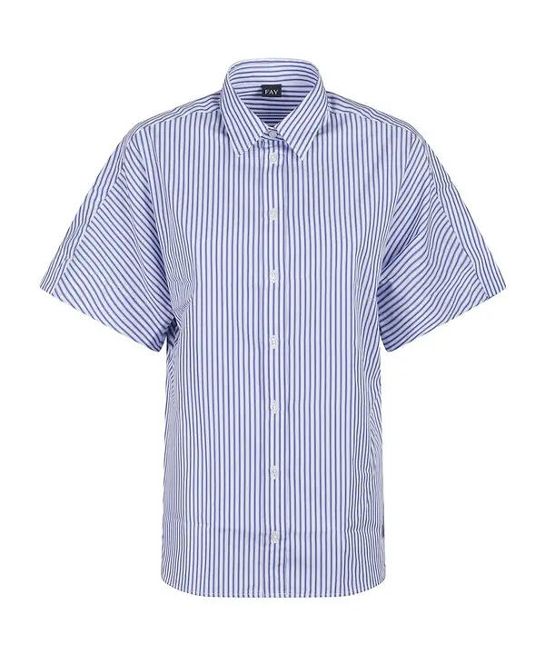 FAY Striped Short-sleeve Button-up Shirt - White