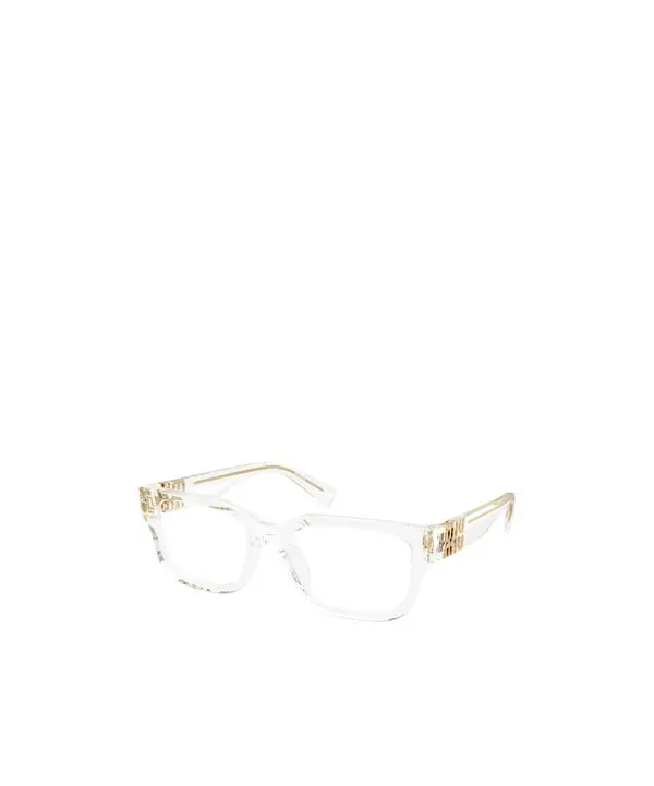 Miu Miu Square Frame Eyeglasses With Logo Detail - Transparent