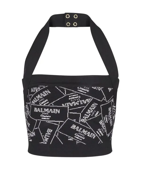 Balmain Logo Detailed Cropped Top - Black