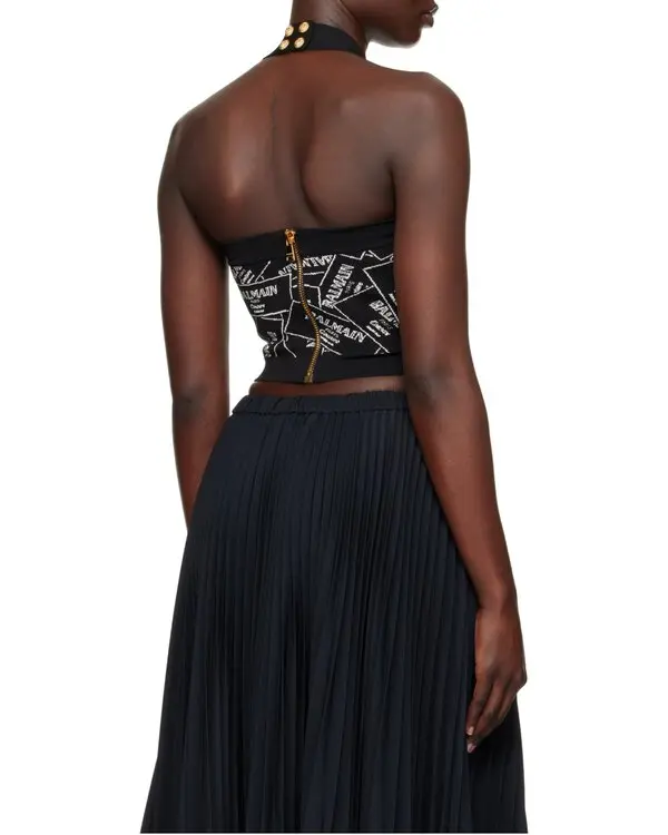 Balmain Logo Detailed Cropped Top
