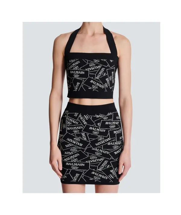Balmain Logo Detailed Cropped Top
